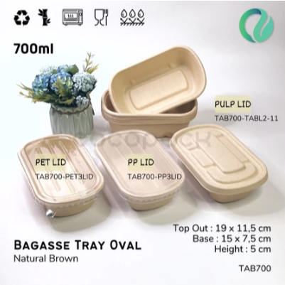 Jual Bagasse Oval 700ml Natural Brown Tutup PP 10 PCS | Shopee Indonesia