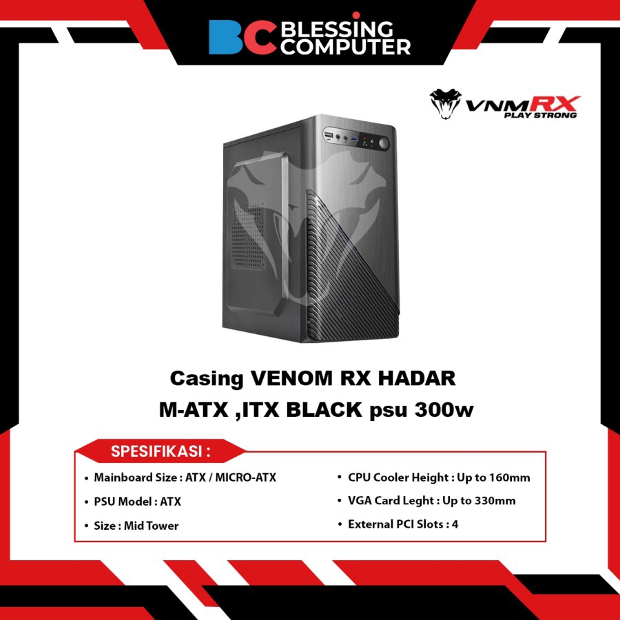 Jual Casing VENOM RX HADAR M-ATX ,ITX BLACK psu 300w | Shopee Indonesia