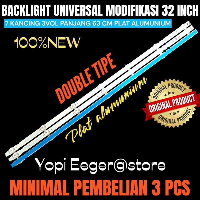 Jual BACKLIGHT TV LED 32 INCH UNIVERSAL MODIFIKASI 7 KANCING 3VOL PANJANG 63CM JUAL PER 3 PCS ...
