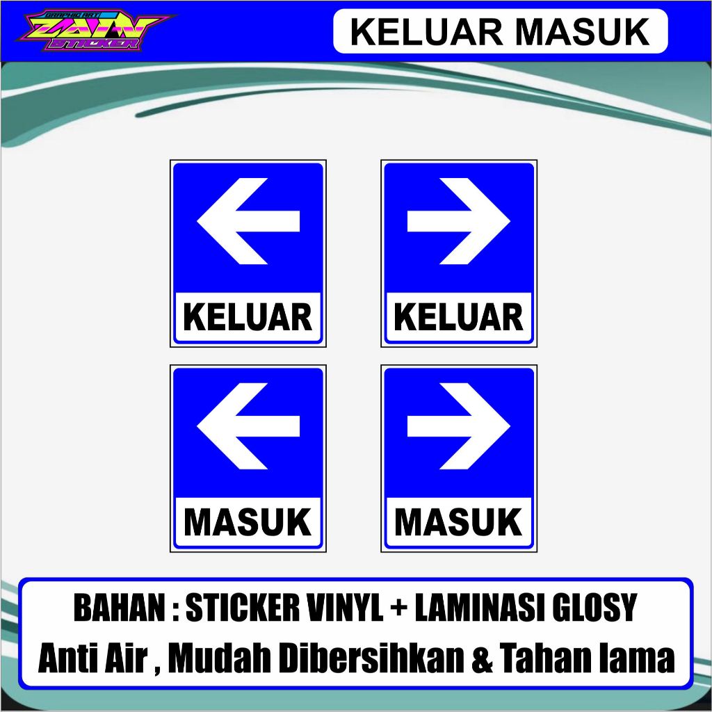 Jual STICKER PRINTING ARAH MASUK & KELUAR LAMINASI GLOSY | Shopee Indonesia