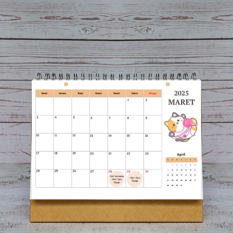 Jual Desk Calendar 2025 | Kalendar Meja Kucing | Kalendar Minimalist ...