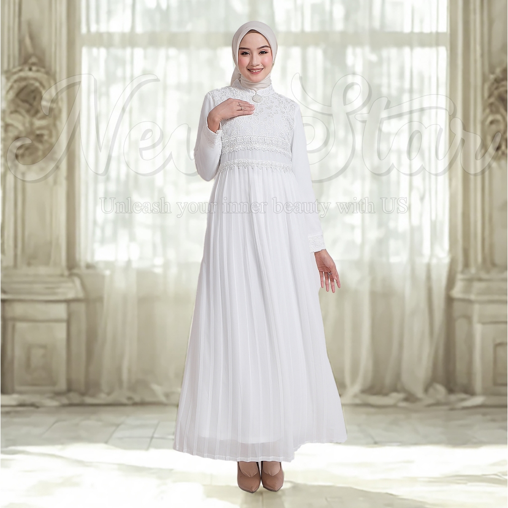 Jual NewStar - Gamis Lebaran 2025 Terbaru Gamis Putih Lebaran 2025 Baju ...
