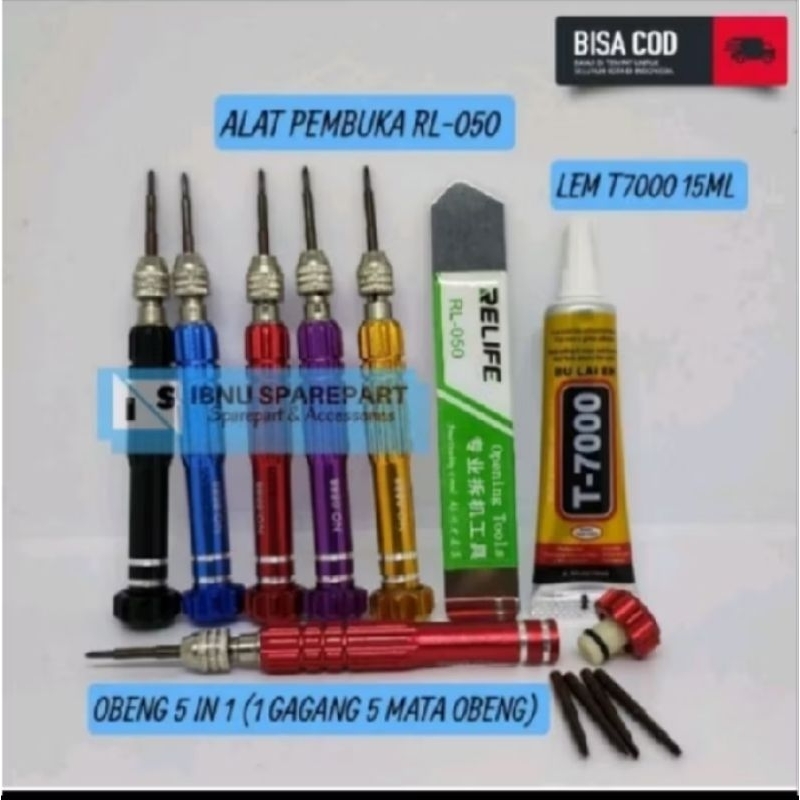Jual PAKET KOMPLIT ALAT BONGKAR HP OBENG 5 IN 1 ISI 5 + CONGKELAN LCD + LEM T7000 15 ML | Shopee ...