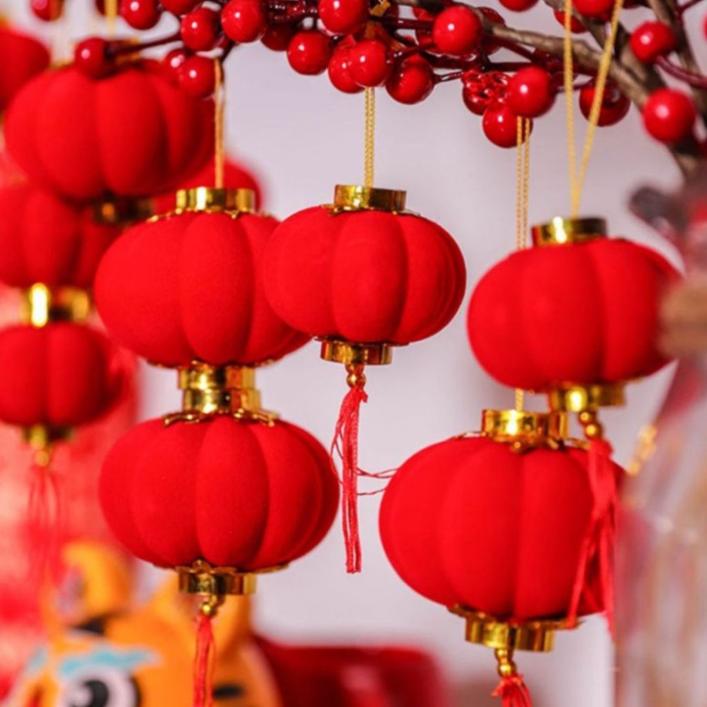 Jual MS PARTY LAMPION MINI BELUDRU MERAH /LAMPION MINI HIASAN POHON ...