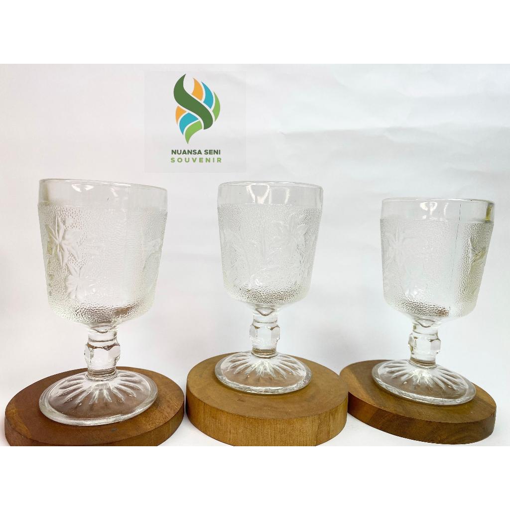 Jual Souvenir Gelas Wine Cangkir Tangkai Footed Glass Motif Bunga ...