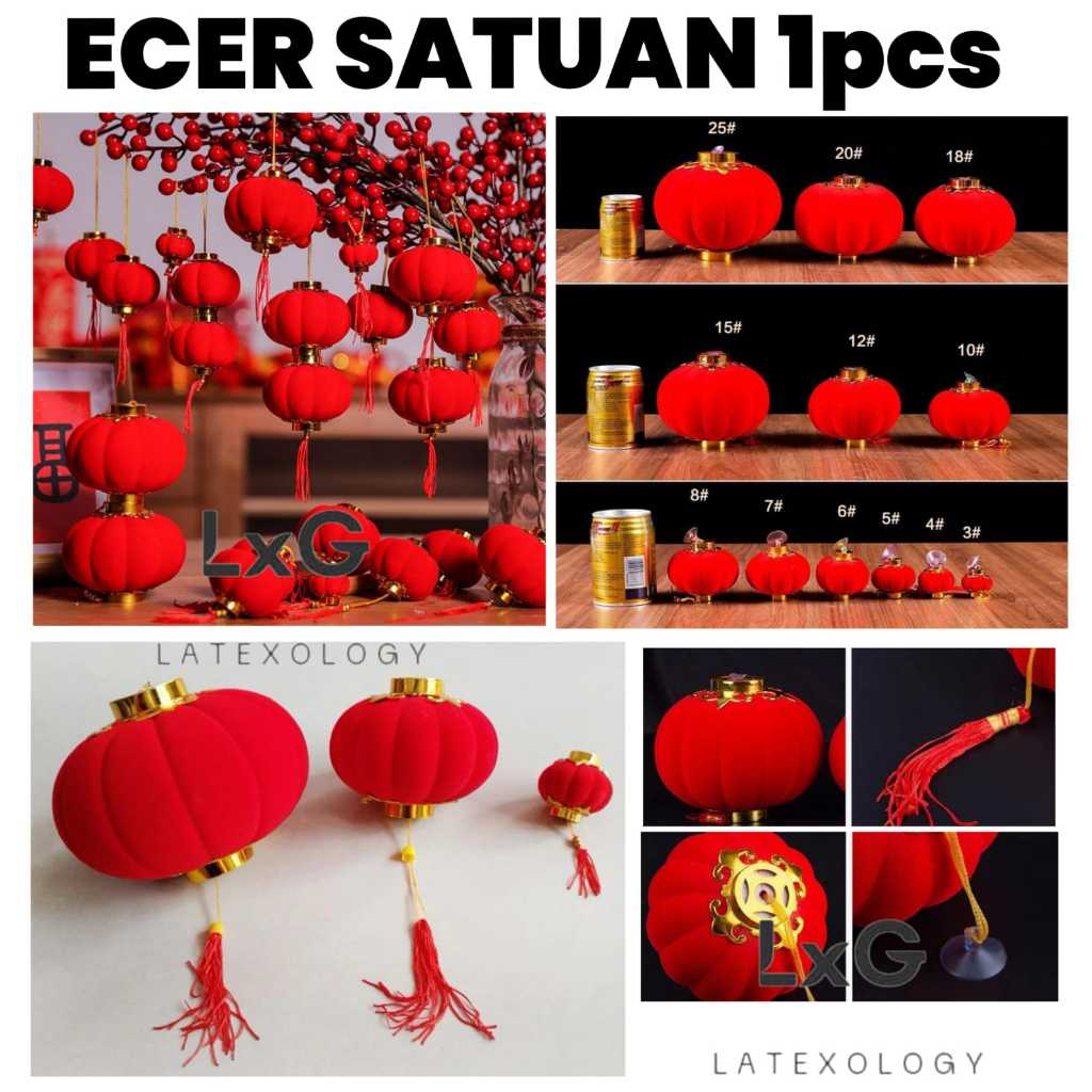 Jual 1 pcs Lampion Bulat Beludru Imlek Kecil Besar Dekorasi Hiasan ...