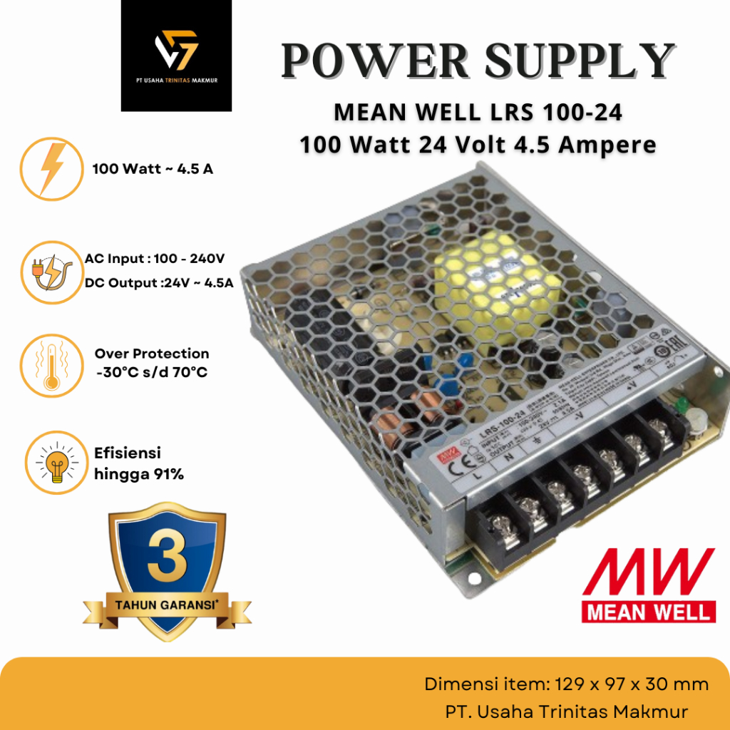 Jual TELCORA MEAN WELL LRS 100-24 Power Supply 100W 24V 4.5A Trafo ...