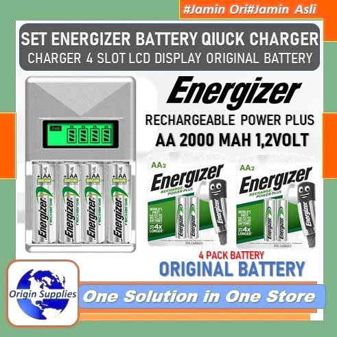 Jual Baterai Energizer Rechargeable AA 2000mAh 4pcs + Smart Quick Charger | Shopee Indonesia