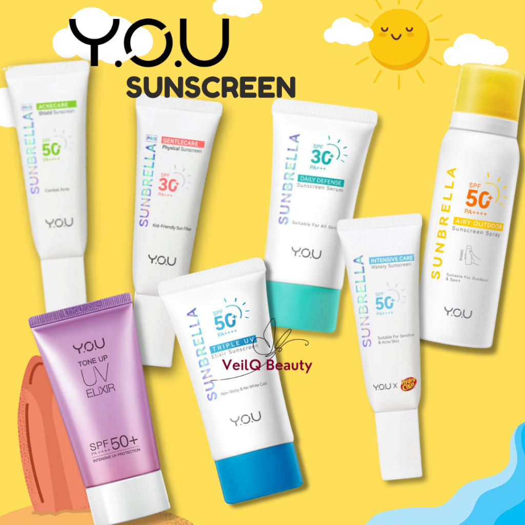 Jual YOU Sunscreen Sunbrella Triple Tone Up UV Elixir Daily Defense ...