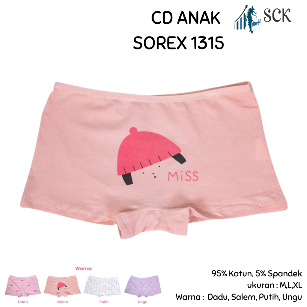 Jual CD Anak Perempuan SOREX KIDS 1315 model BOXER Polos Warna / Celana Dalam Anak Perempuan ...
