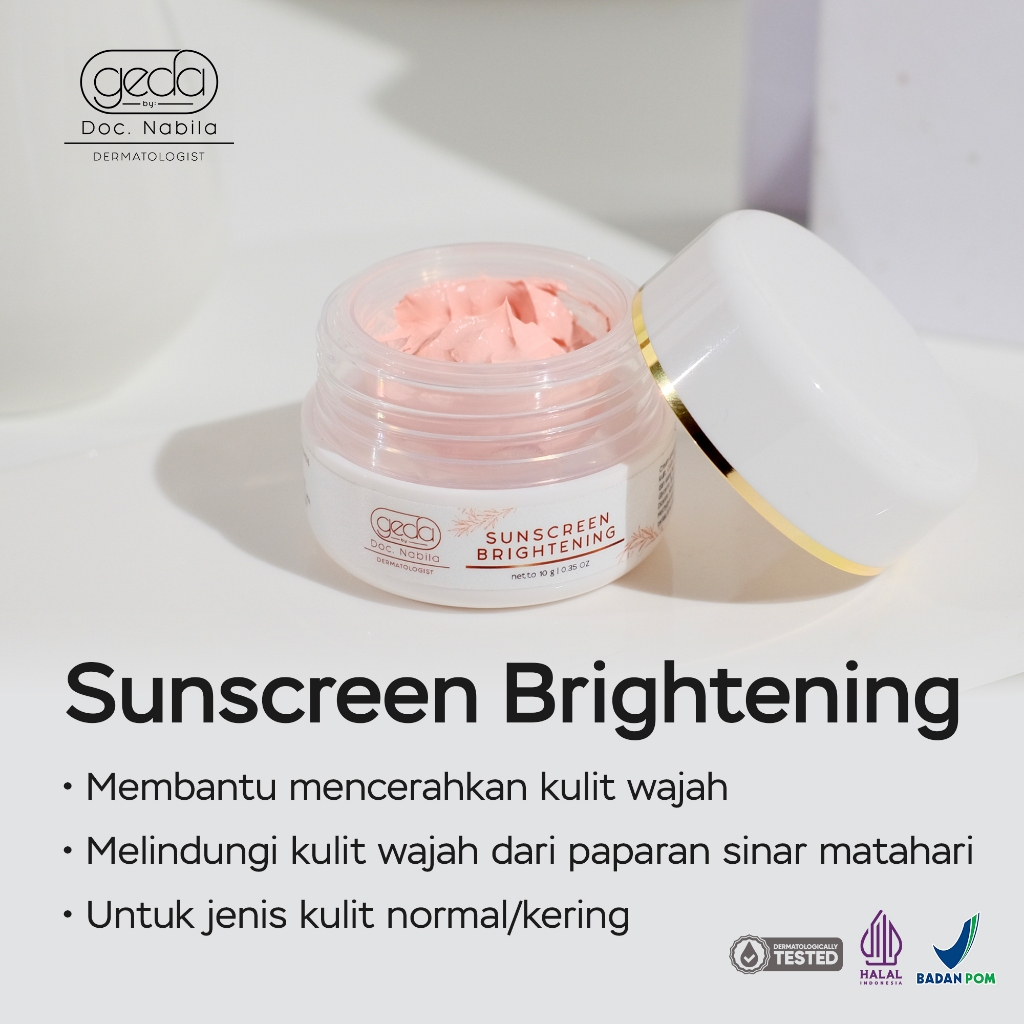 Jual Sunscreen Brightening by Geda Doc. Nabila Dermatologist BPOM Halal ...