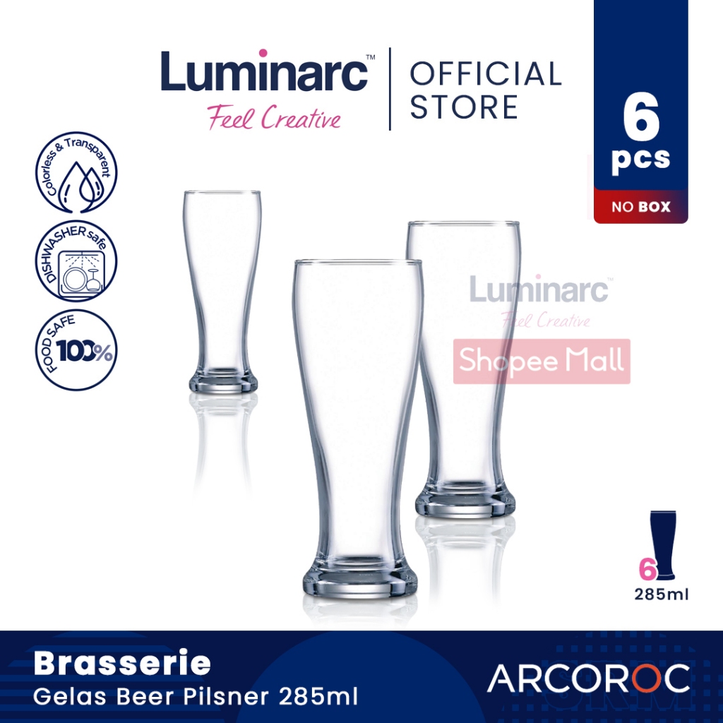 Jual ARCOROC Gelas Beer Pilsner Brasserie 285ml - 6pcs | Shopee Indonesia