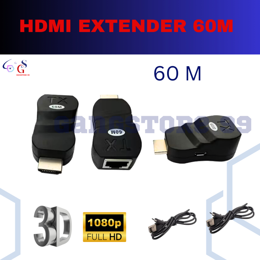 Jual HDMI Extender 60 Meter Lan RJ 45, Converter HDMI Extender 60m Box ...