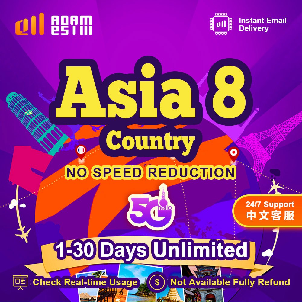 Jual Asia 8 eSIM Singapore Malaysia Thailand Indonesia Unlimited | eSIM Roaming | Internet ...