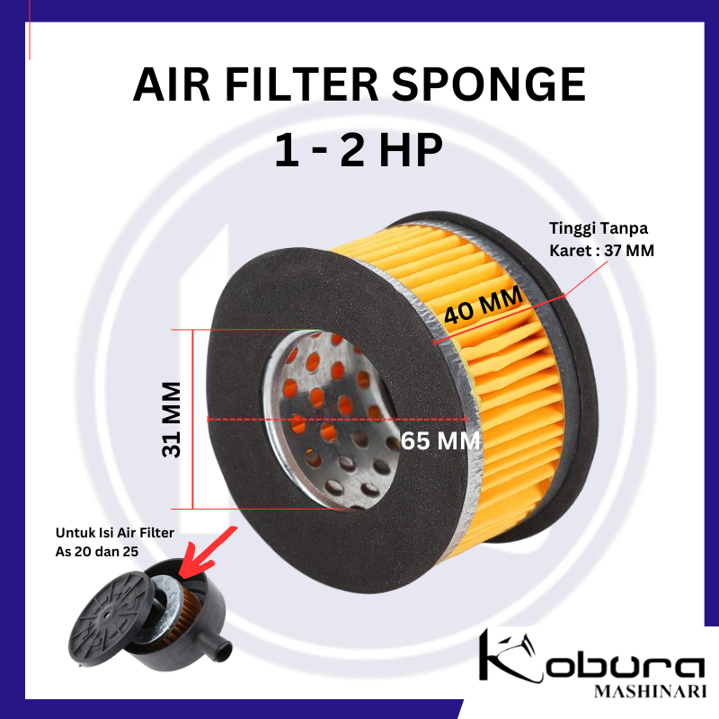 Jual Air Filter Sponge 1 - 2 HP Kompressor Angin Saringan Udara Elemen ...