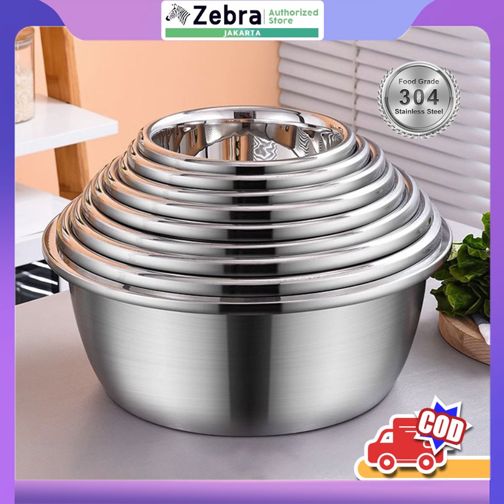 Jual 【COD】Zebra Baskom Set 5 PCS Stainless Steel Tebal Dapur Wadah Cuci Beras Buah Sayur Baskom ...