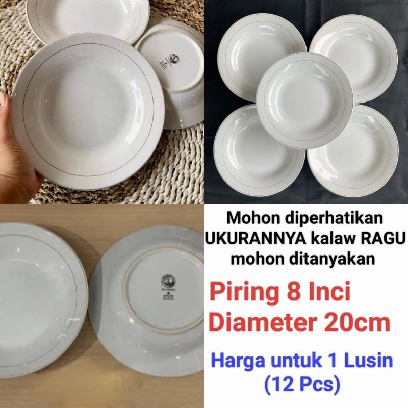 Jual piring makan keramik lis emas ukuran 8" diameter 20cm (Harga 1 ...