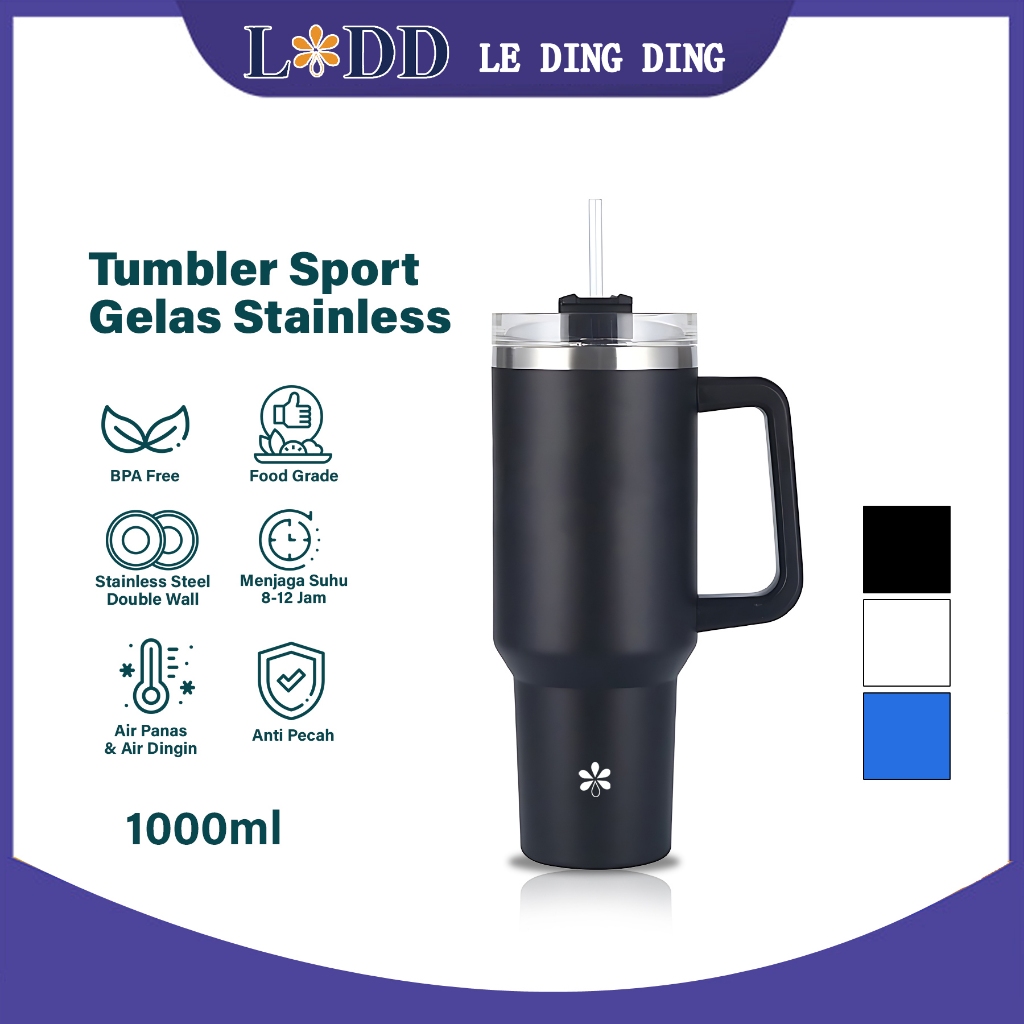 Jual Ledingding-Botol Minum Tumbler Simple Modern Stainless Steel SUS 304 Gagang Premium Jumbo ...