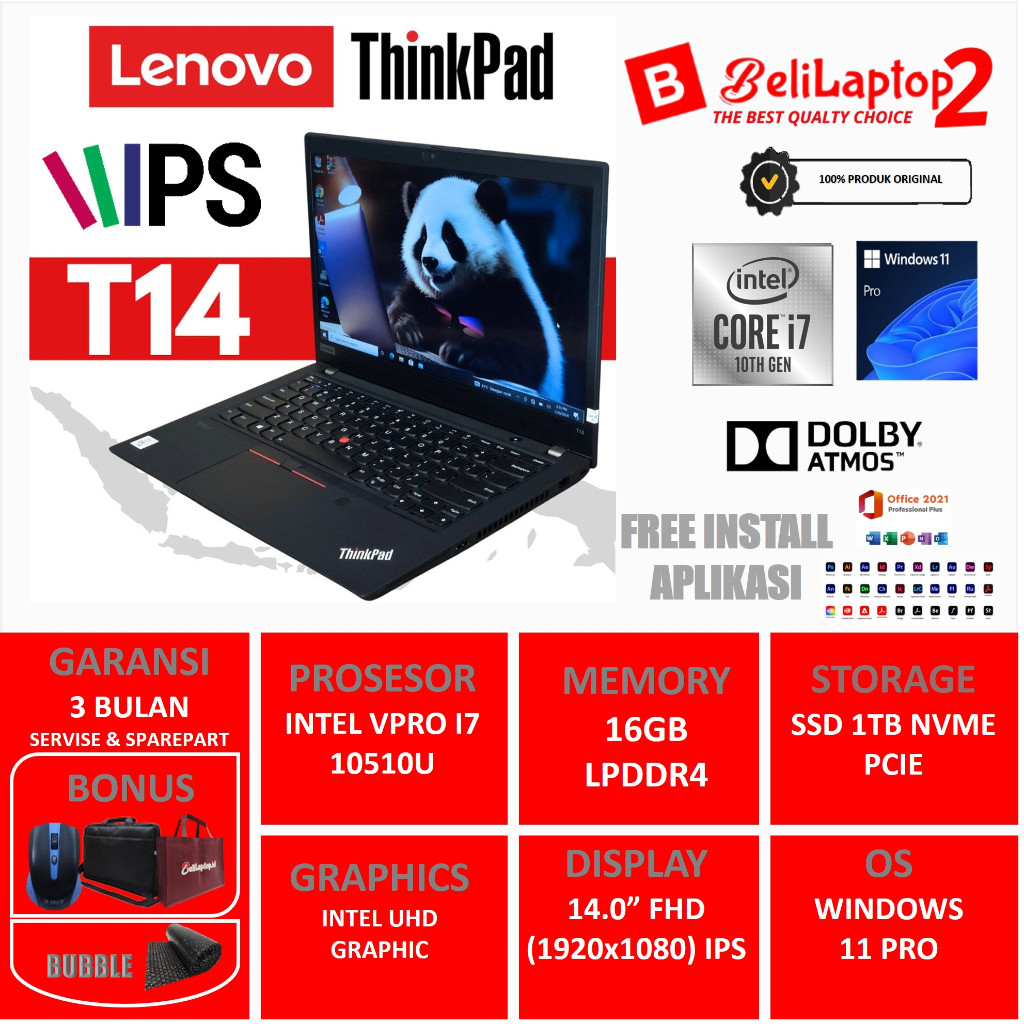 Jual Lenovo Thinkpad 14s Gen1 Intel Vpro I7 1051U RAM 16GB SSD 1TB 14 ...
