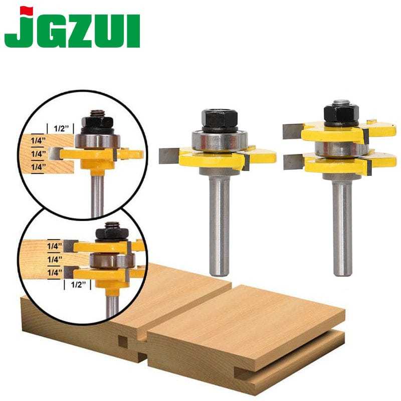 Jual Mata profil lidah kayu 2 pcs 6,35 mm mata bor router tongue and ...