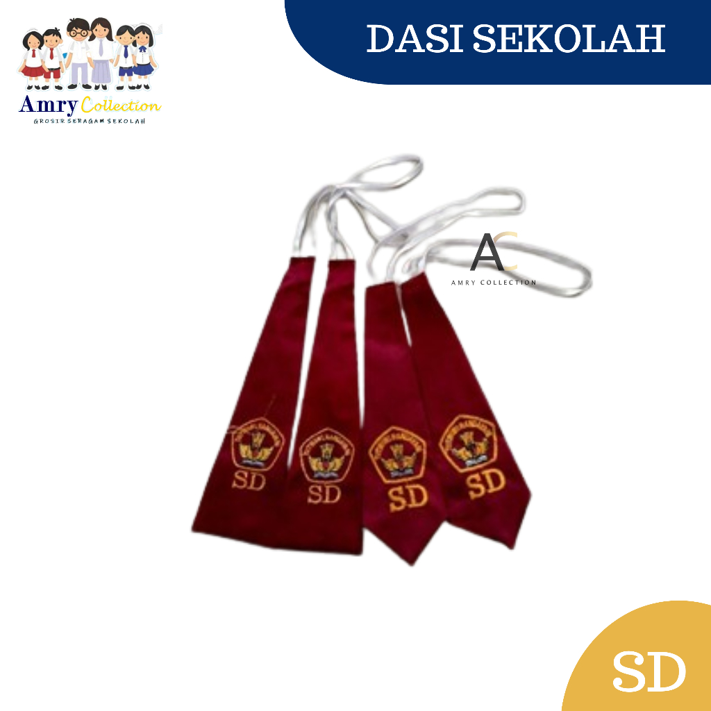 Jual Dasi SD Merah Karet Perlengkapan atribut sekolah Dasi karet ...