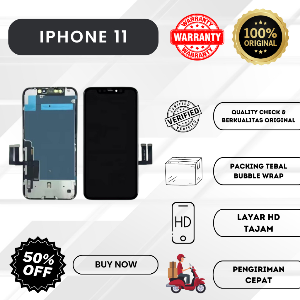 Jual LCD IPHONE 11 TOUCHSCREEN FULLSET COMPLETE ORIGINAL FHD HD+ ...