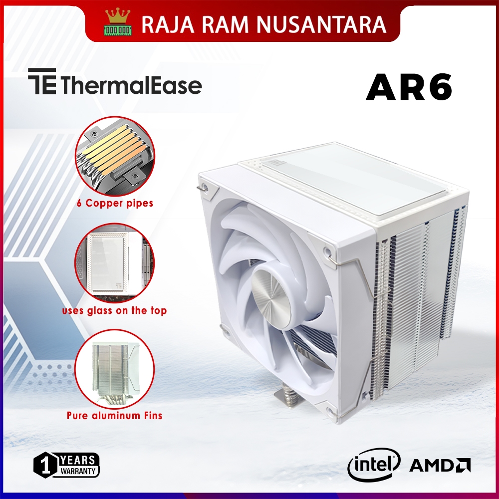 Jual THERMALEASE ANTI RGB AR6 Solid BLACK WHITE CPU Cooler ANTI RGB Fan ...