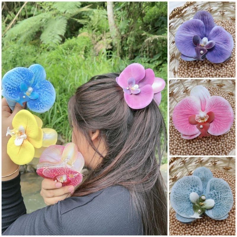 Jual ORCHID HAIR CLAW / JUMBO JEPIT BUNGA ANGGREK BAHAN LATEX AWET ANTI ...