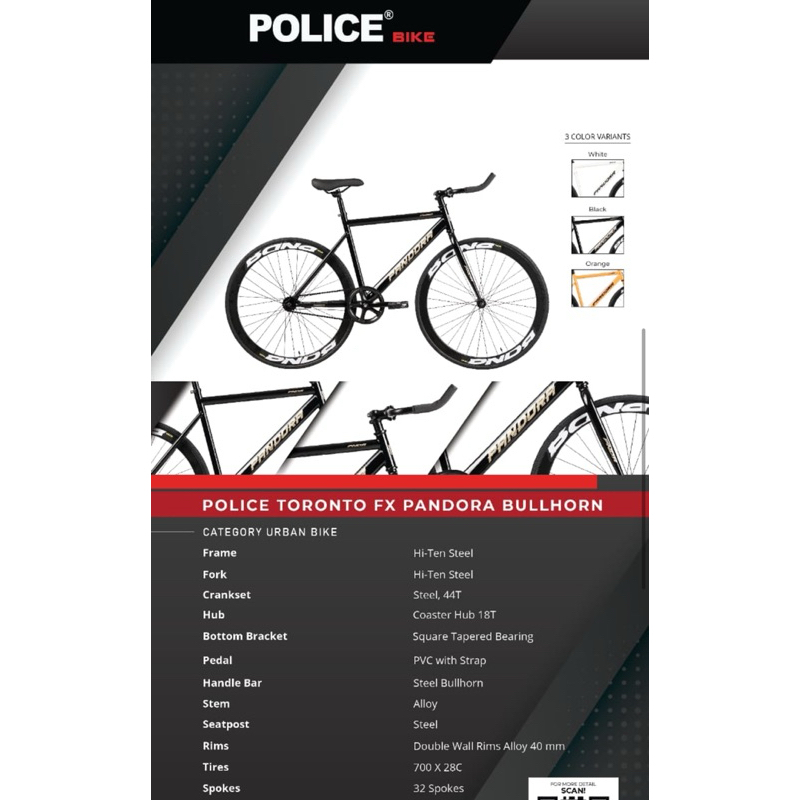 Jual Sepeda Balap Fixie Element Police Toronto Pandora Bullhorn (New ...