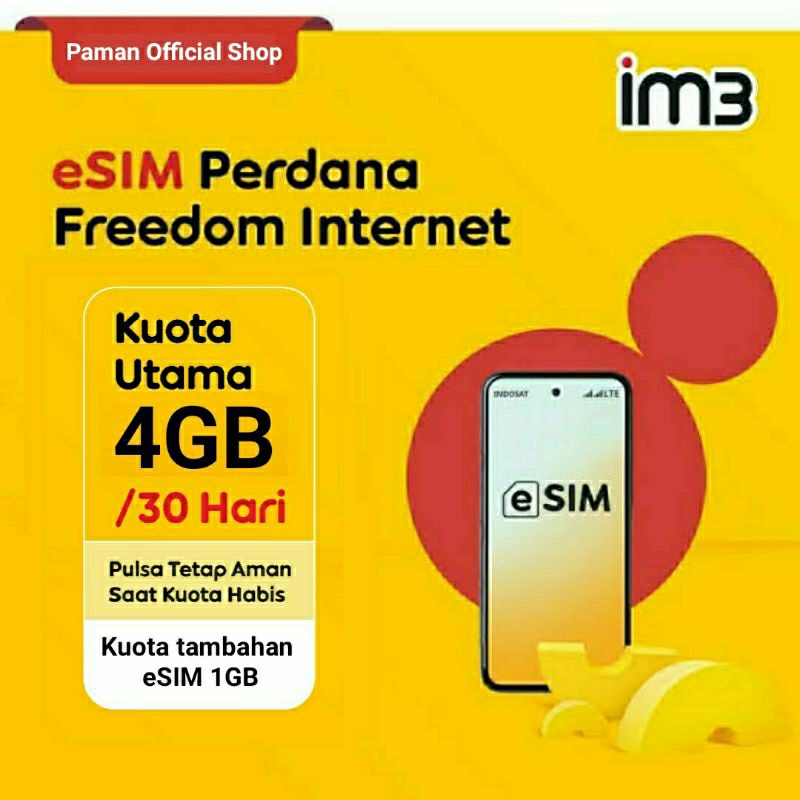 Jual Perdana Esim 4GB Freedom Internet 30hari/Nasional | Shopee Indonesia