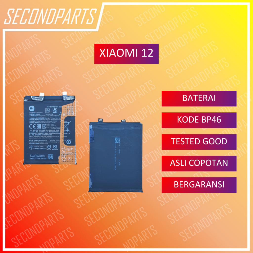 Jual BATERAI BATRE BATTERY BP46 XIAOMI MI 12 MI12 5G ORIGINAL COPOTAN ...