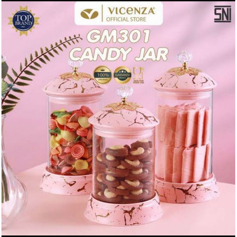 Jual Toples Kaca Vicenza Marble Set 3 Pcs / Toples Kue kering / Toples ...