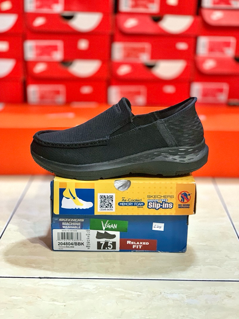 Jual SKECHERS PARSON RALVEN BLACK 204804/BBK SLIP INS FULL HITAM BLACK ...