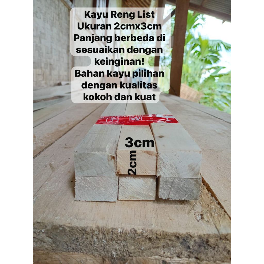 Jual kayu 2x3 kayu reng paket isi 5 batang sudah serut halus kayu solid ...