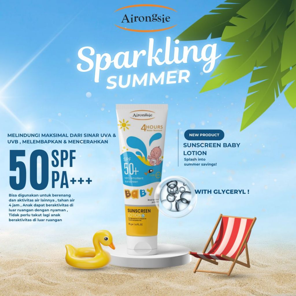 Jual Sunscreen Bayi & Anak [BPOM] Airongsie SPF50+ PA+++ UVA+UVB 4 Jam ...