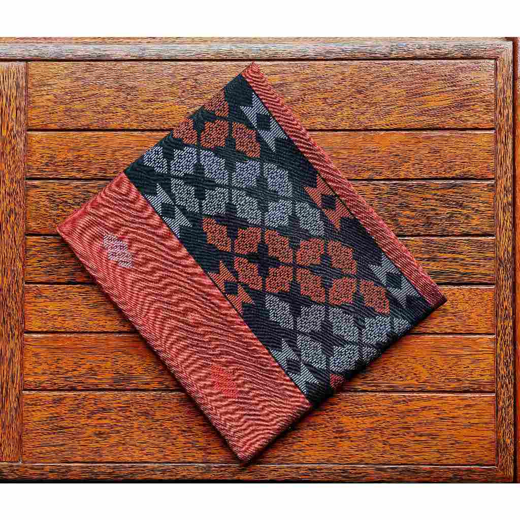 Jual bahan kain tenun / motif saik galamai balingka / orange / warna ...