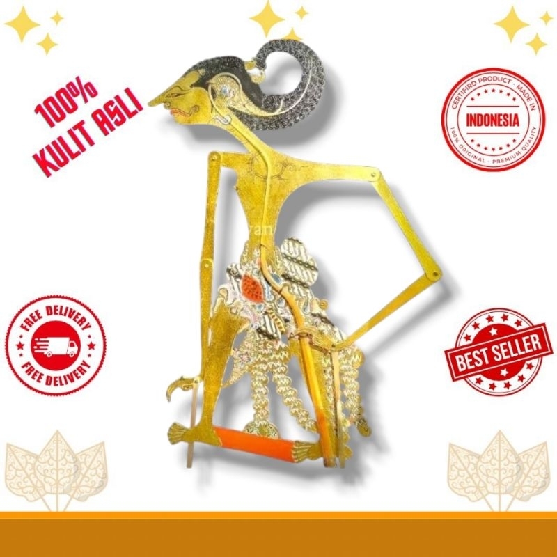 Jual Wayang Kulit Asli Wisanggeni Prodo Emas Alusan Gapit Sungu Ukuran ...