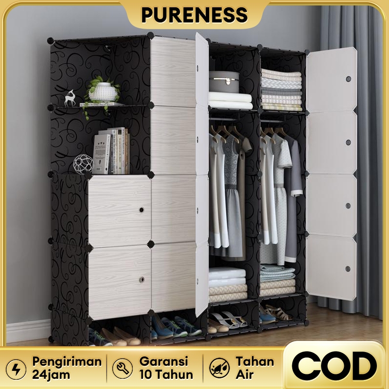 Jual Lemari Pakaian Plastik Penyimpanan Lemari Baju Susun Penutup Baju ...
