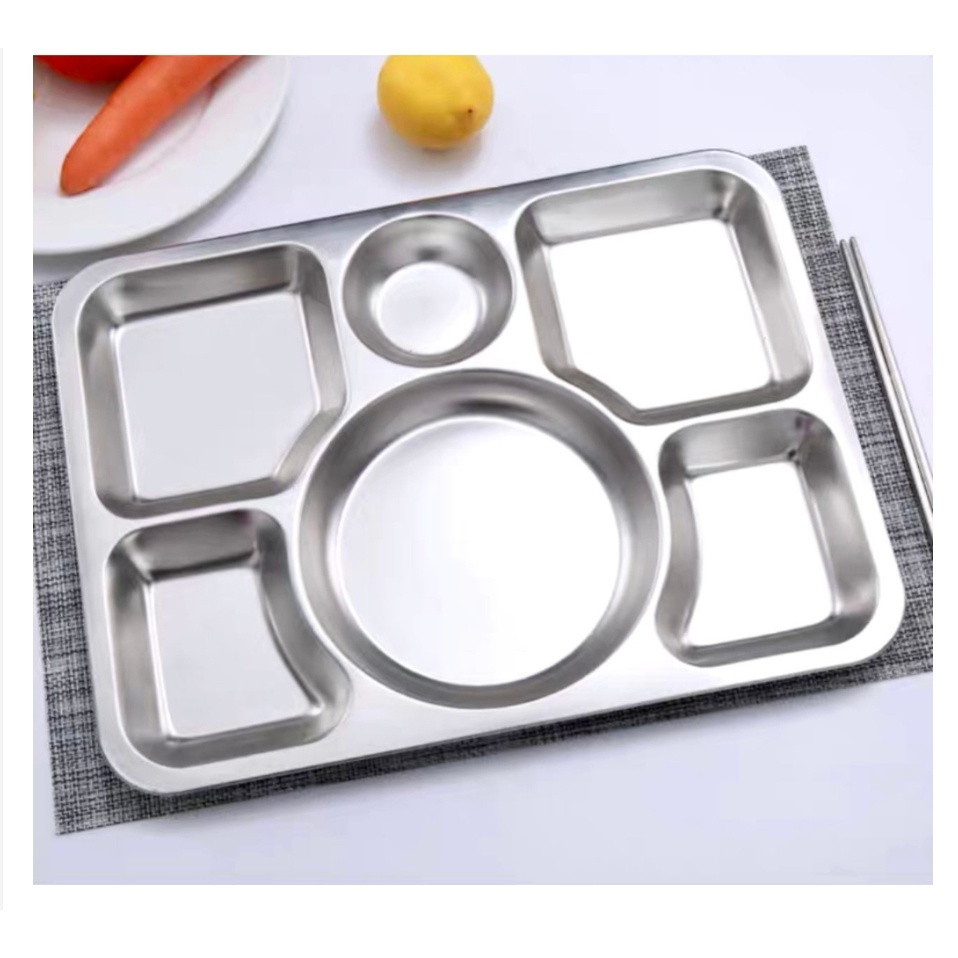 Jual Food Tray Stainless Steel Tebal 6 Bagian Sekat Mess Tray Tempat ...