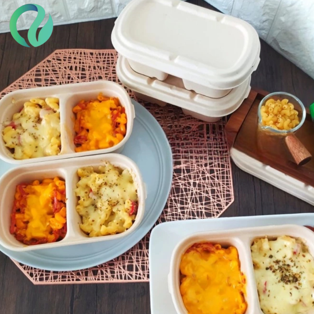 Jual Bagasse Lunch Box Oval 700ML 2C Kotak Tempat Makan 2 Sekat 2 Sekali Pakai Ramah Lingkungan ...