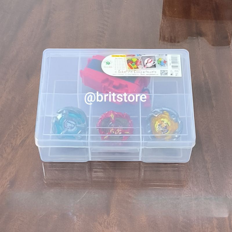 Jual Kotak Penyimpanan Beyblade X/ Kotak Organizer 6 Sekat Greenleaf ...