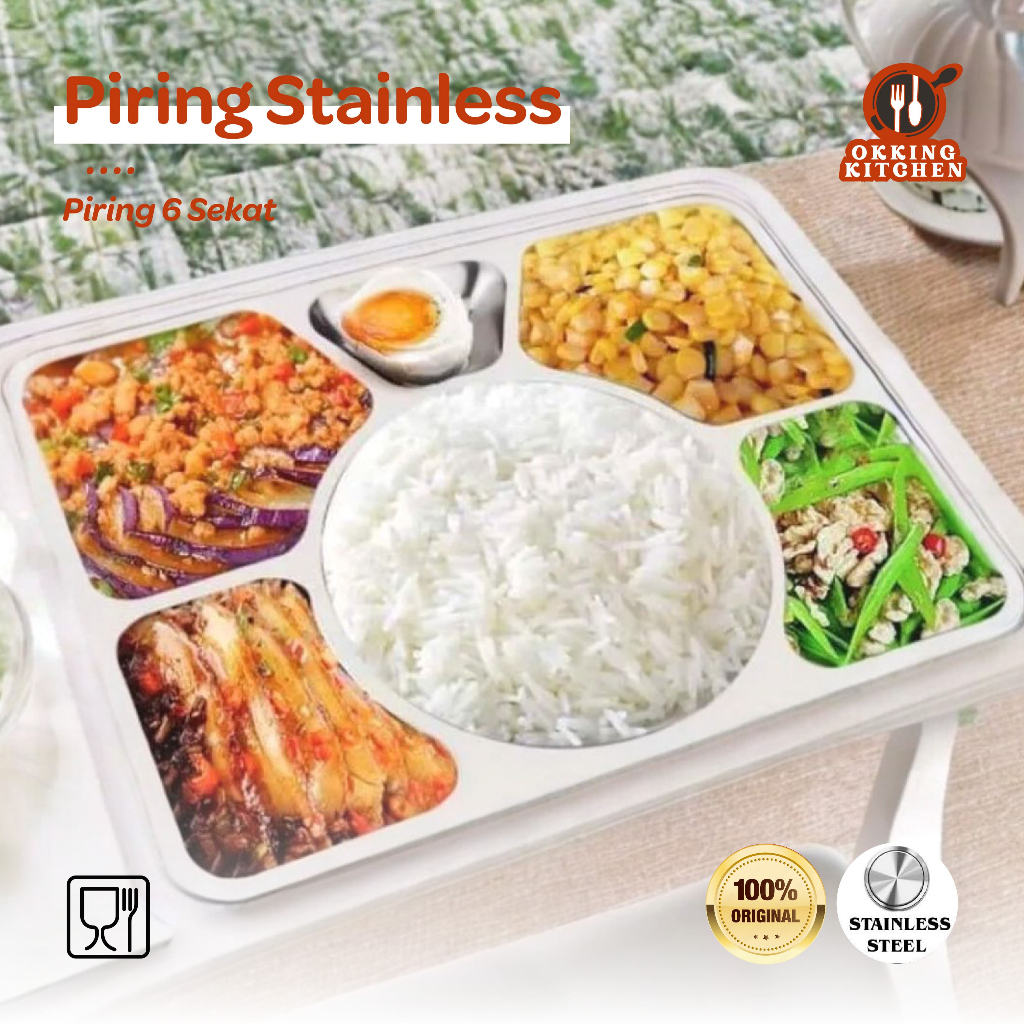 Jual piring nampan stainless sekat 6 food tray tebal rumah sakit ...