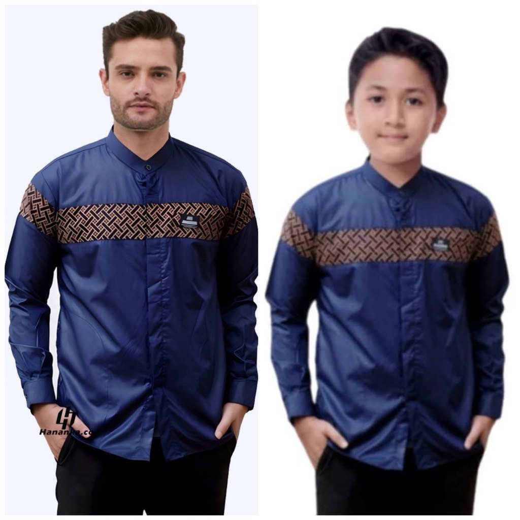 Jual Baju Koko Couple Ayah Dan Anak Laki Laki Harga Terpisah Kemeja Kurta Kobata Kerah Mandarin ...