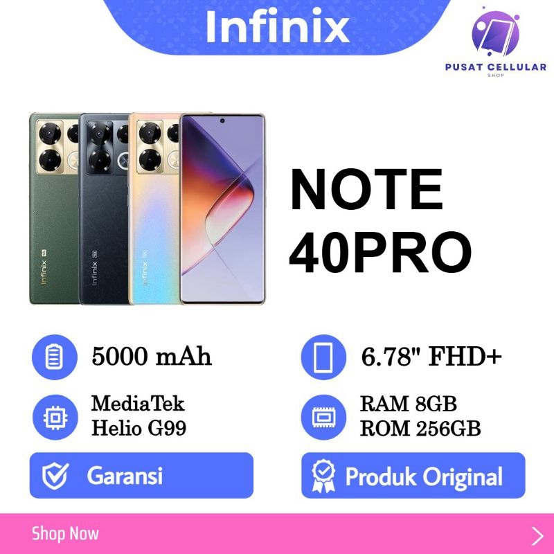 Jual Infinix Note 40 Pro 8/256GB - Up to 16GB Extended RAM - Helio G99 - 6.78” FHD+ | Shopee ...