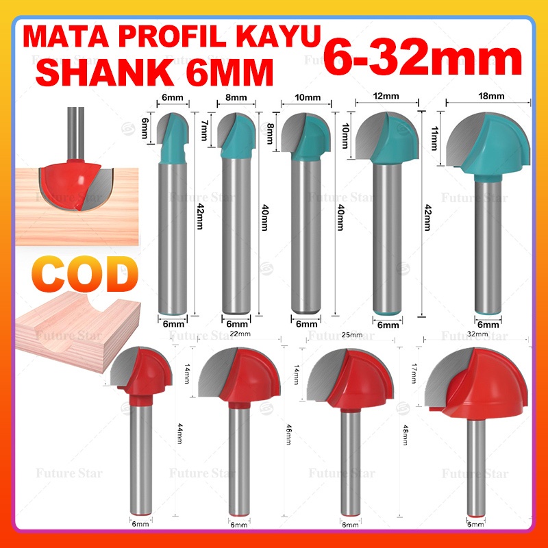 Jual Jual Mata Profil Kayu Router Round Bottom Woodworking Round Nose ...