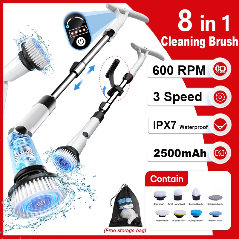 Jual Sikat Pembersih Elektrik Wireless Sikat Elektrik Brush Cleaner Electric Spin Scrubber 8IN1 ...