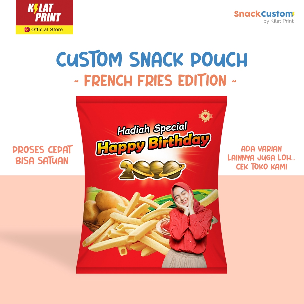 Jual Snack Custom Foto Teks Bungkus Pouch Jumbo Ala French Fries ...