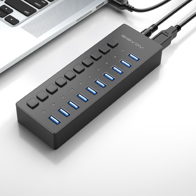 Jual USB HUB 10 Port USB 3.0 ACASIS HS710 High Speed Include Power ...