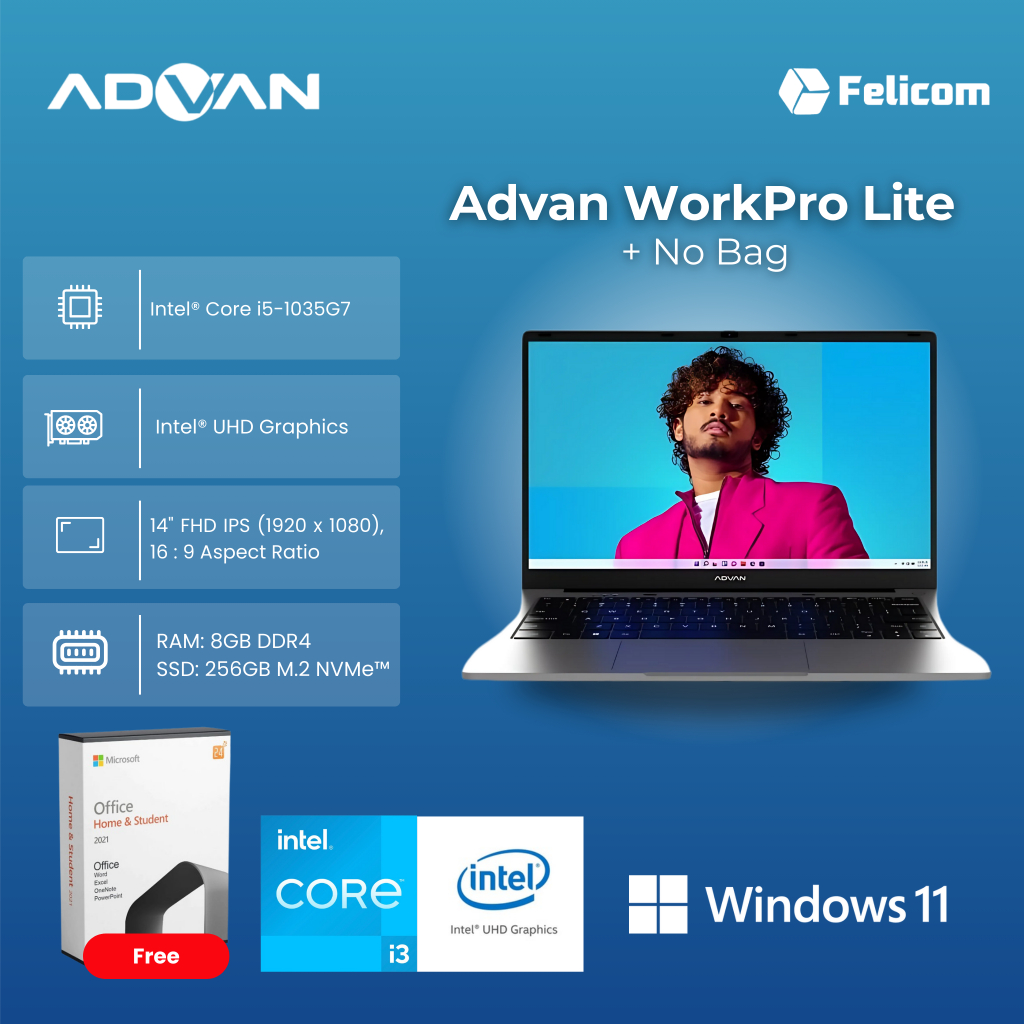 Jual Advan Laptop WorkPro Lite i5-1035G7 RAM 8GB 512GB SSD 14" FHD Work ...