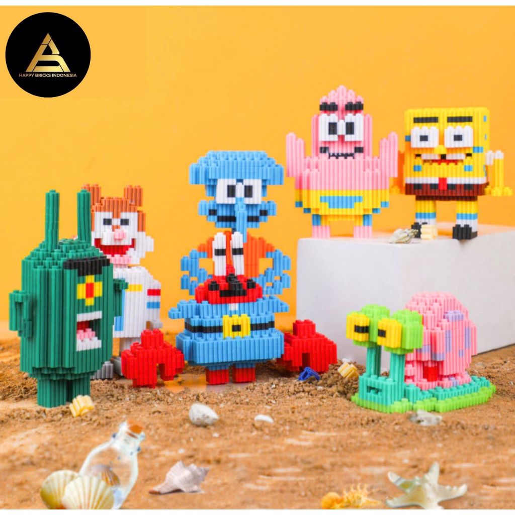 Jual HAPPY BRICKS Spongebob Squarepants Mainan Block Balok Susun Kartun ...